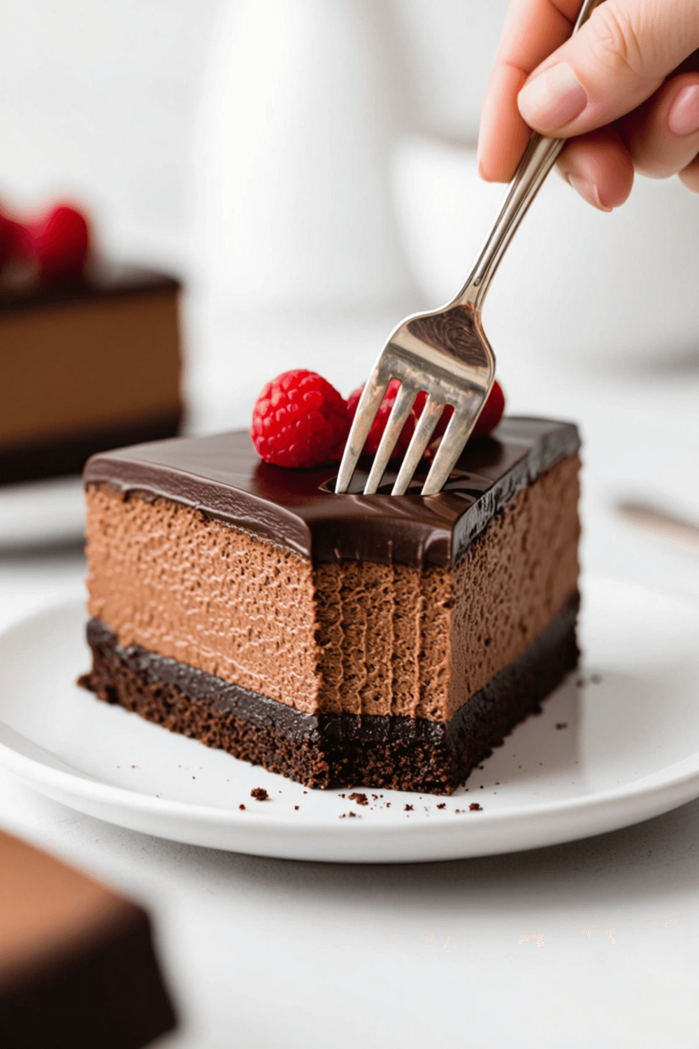 Silky Chocolate Mousse Cake with Ganache Topping